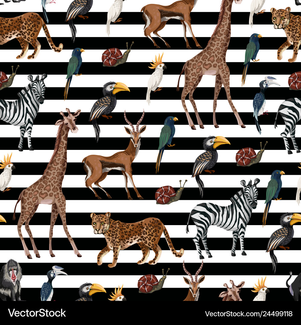 Seamless pattern with wild animals Royalty Free Vector Image