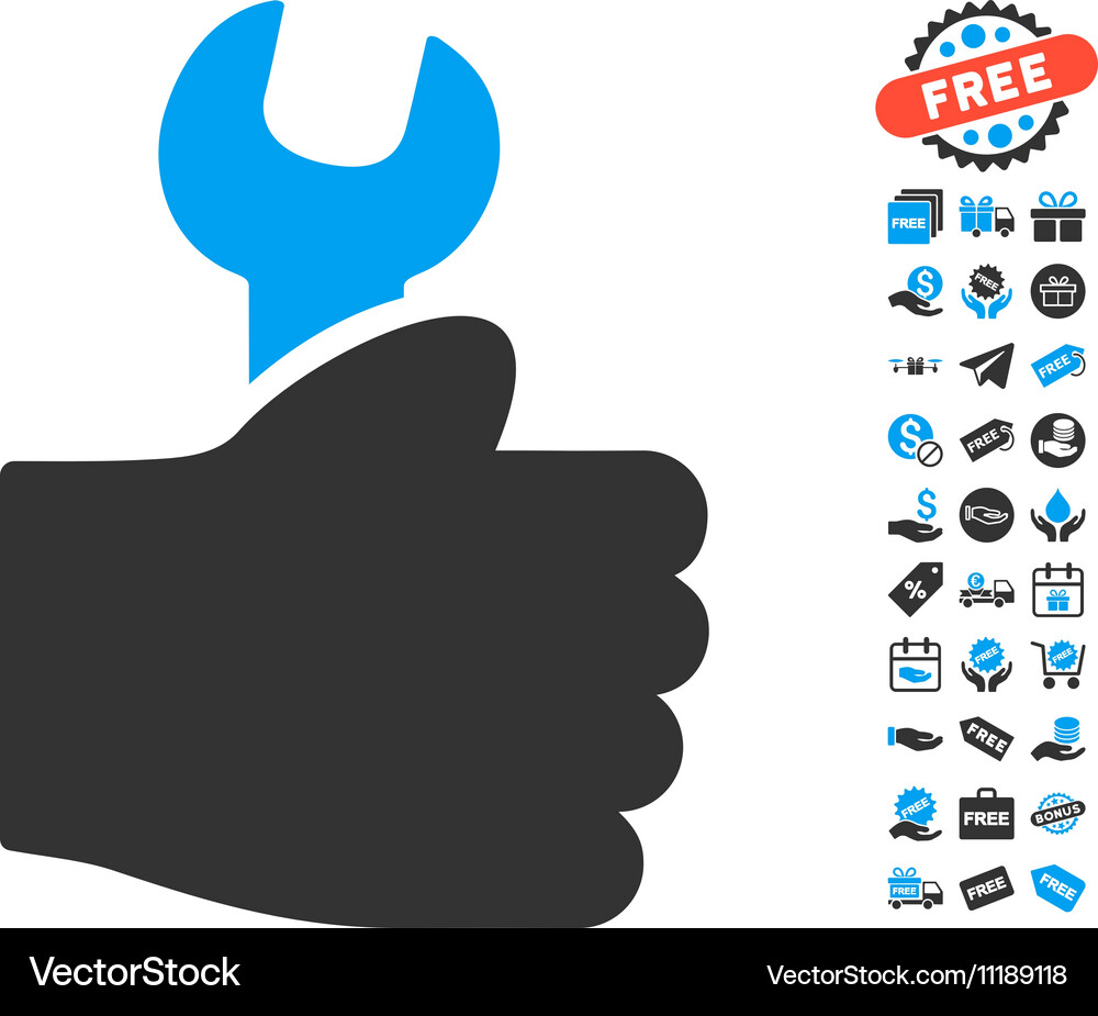 Service hand icon with free bonus Royalty Free Vector Image