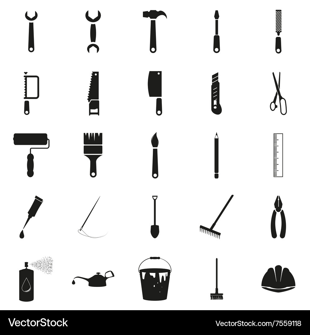 Simple black set of tools icons Royalty Free Vector Image