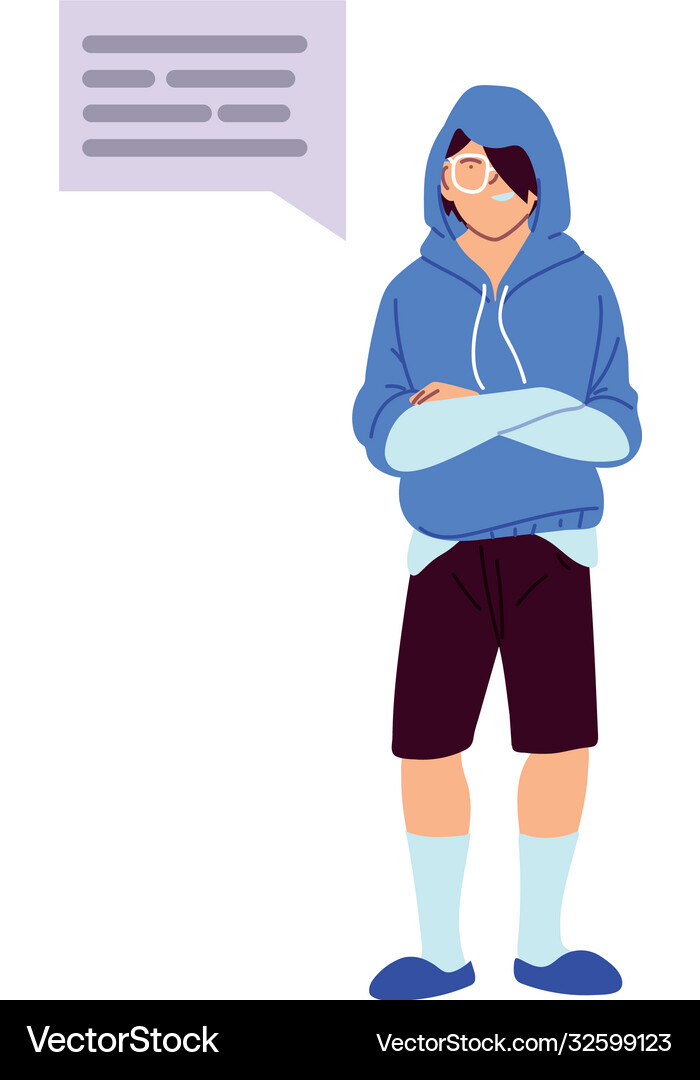 Asian man cartoon with bubble design Royalty Free Vector