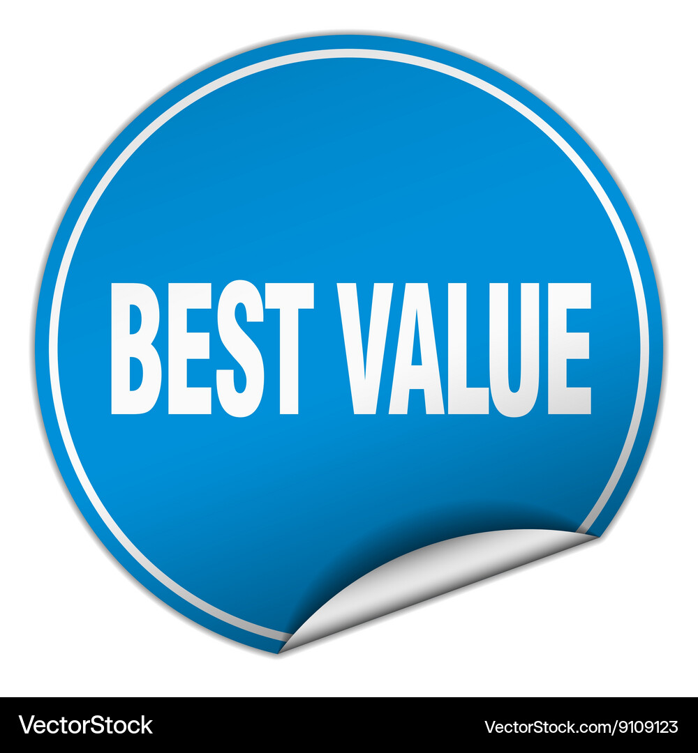 Best value round blue sticker isolated on white Vector Image
