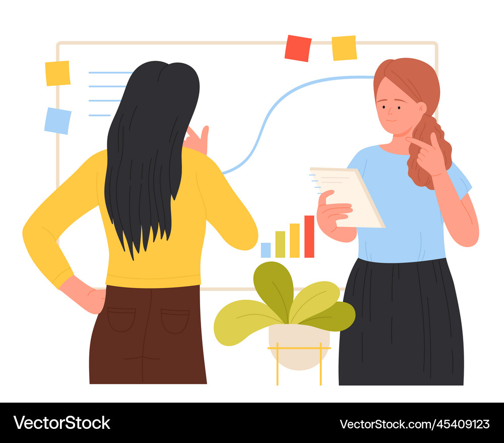 Business presentation in office employee standing Vector Image