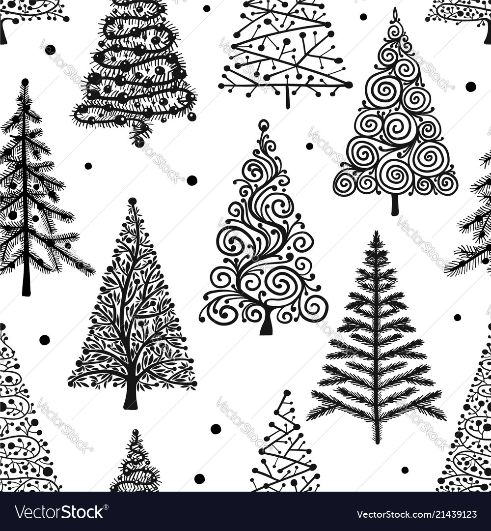 Christmas trees seamless pattern for your design Vector Image