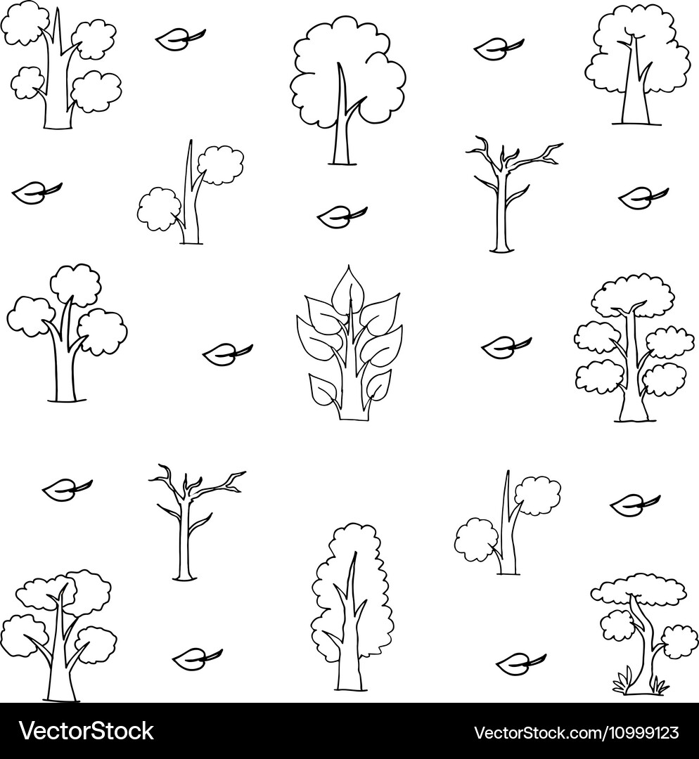 Doodle of tree set hand draw Royalty Free Vector Image