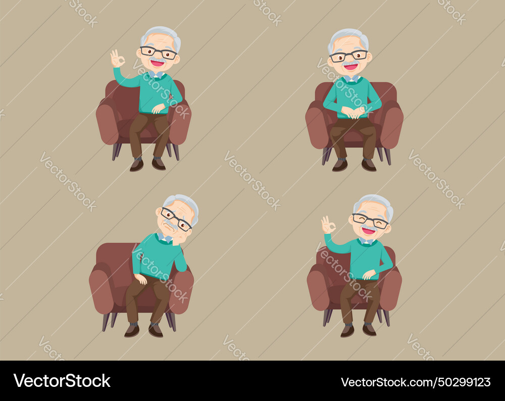 Elderly people old men characters 011 Royalty Free Vector