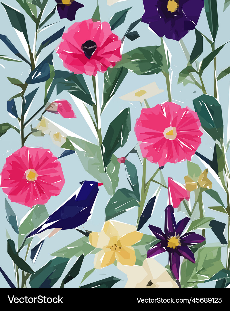 Floral background with birds flowers Royalty Free Vector