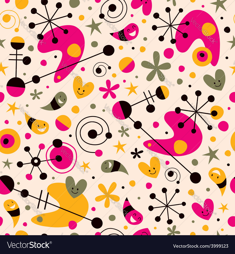 Funky cartoon retro seamless pattern Royalty Free Vector
