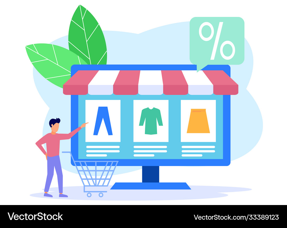 Graphic cartoon character shopping Royalty Free Vector Image