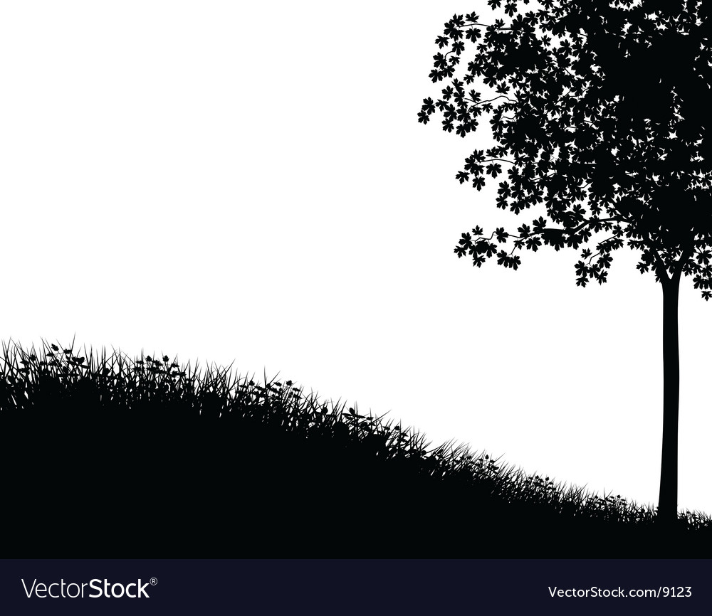 Grass and tree Royalty Free Vector Image - VectorStock