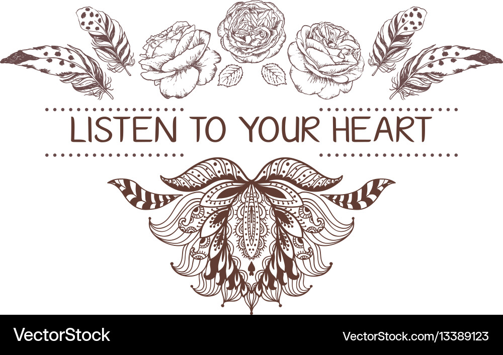 Hand drawn boho style design with lotus rose Vector Image