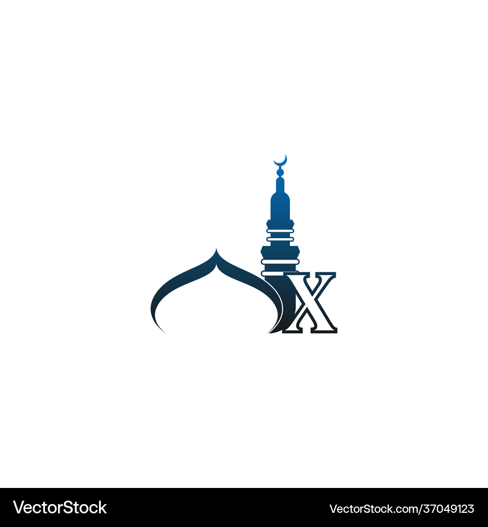 Letter x logo icon with mosque design Royalty Free Vector