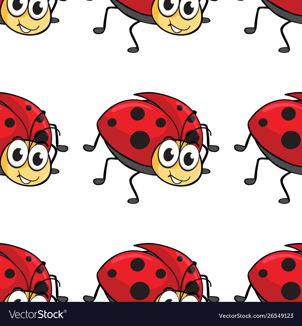 Seamless pattern tile cartoon with ladybug Vector Image