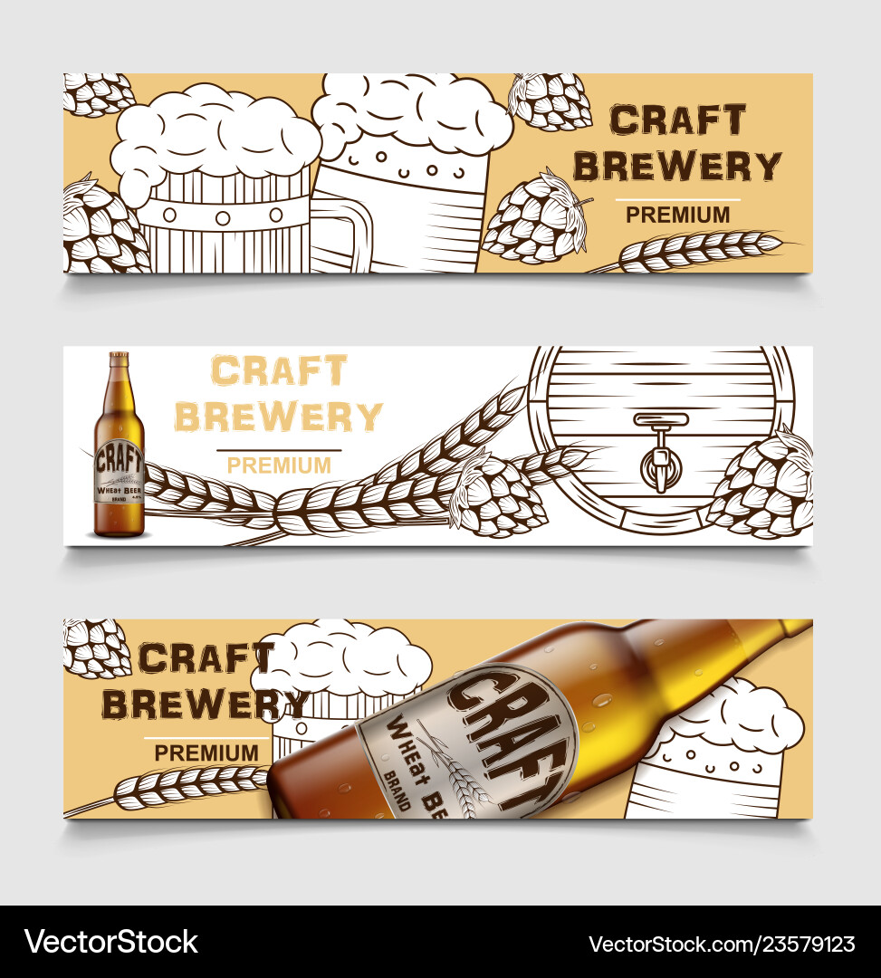 Set beer brewery vintage banners Royalty Free Vector Image