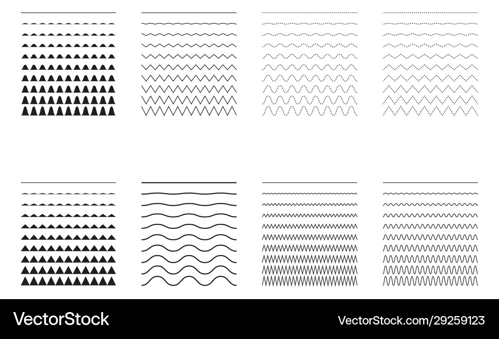 Set wavy - curvy and zigzag criss cross Royalty Free Vector