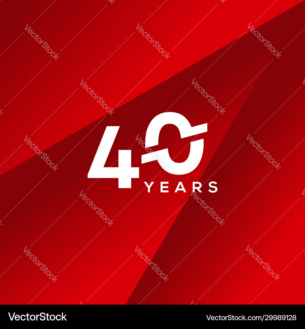 40 years anniversary white red elegant design Vector Image