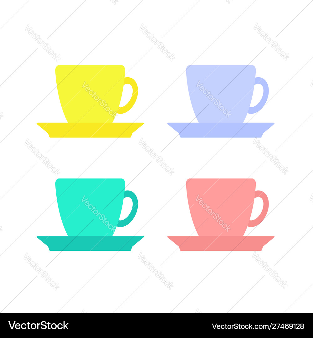 Colorful coffee cups set Royalty Free Vector Image