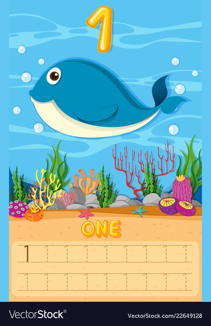 Counting one math worksheet Royalty Free Vector Image