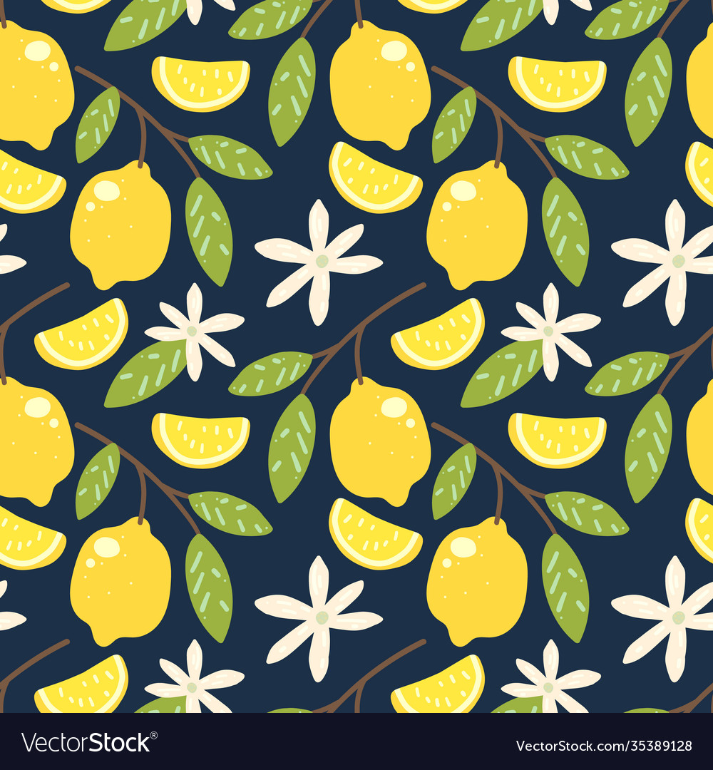 Lemon seamless pattern summer Royalty Free Vector Image