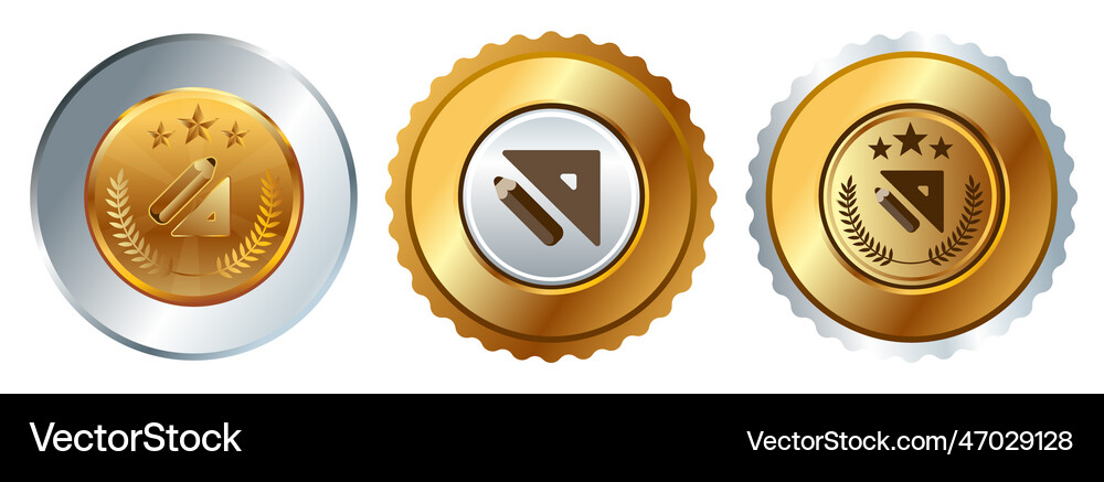Math symbol ruler pencil gold medal mathematics Vector Image