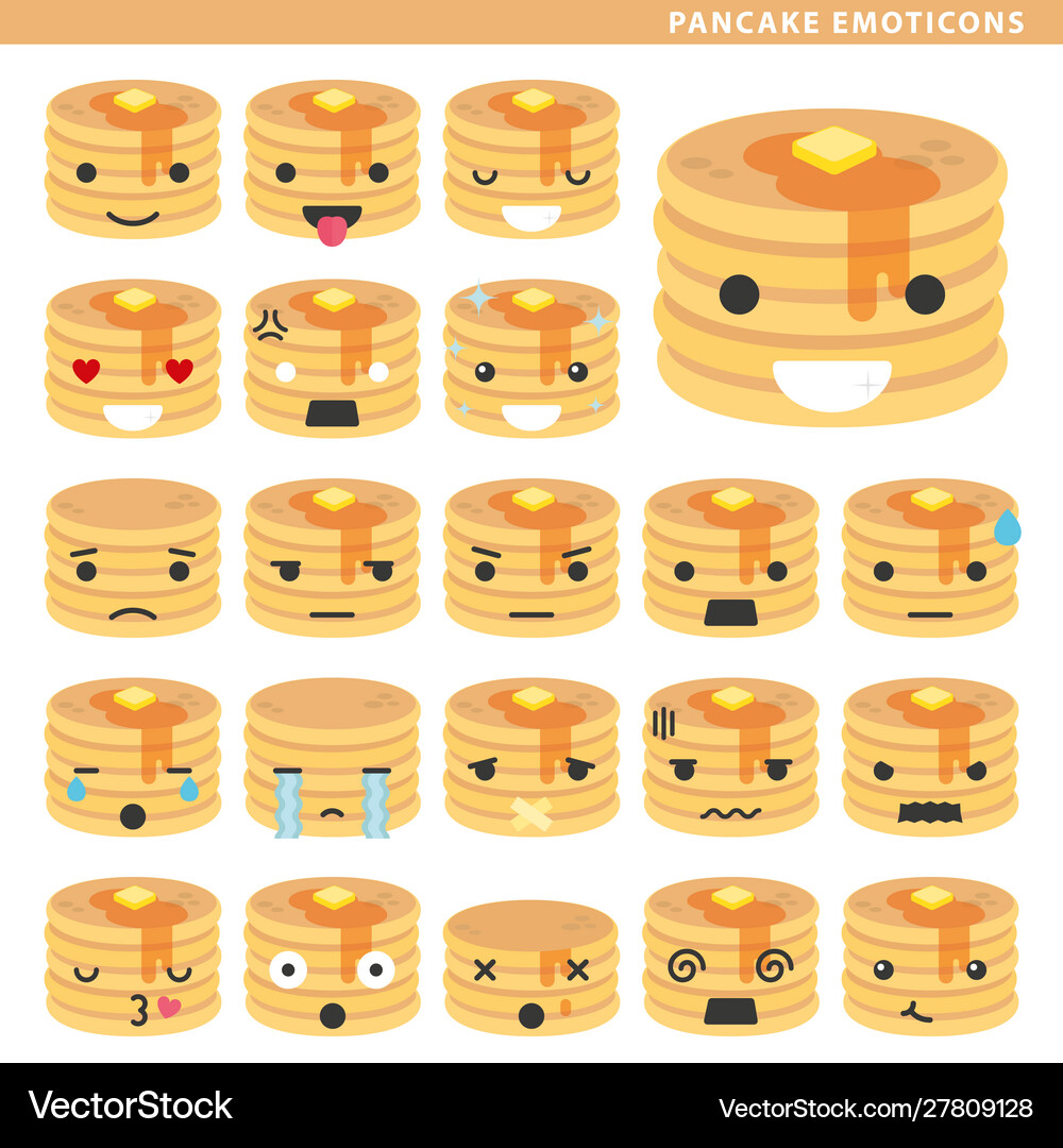 Pancake emoticons Royalty Free Vector Image - VectorStock