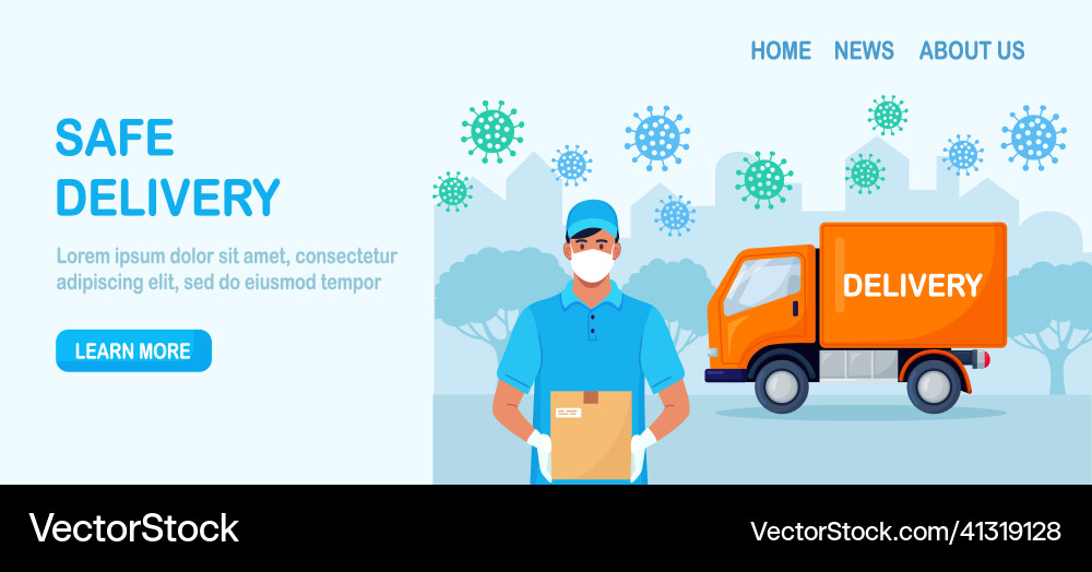 Safe delivery service food online order courier Vector Image
