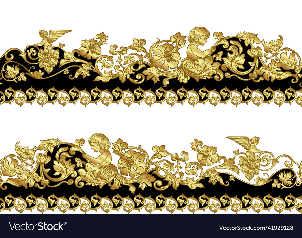 Seamless pattern background in baroque rococo Vector Image