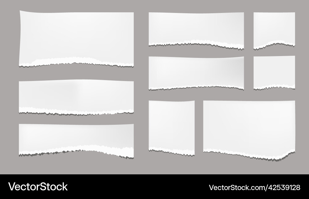 Sharply torn paper edge with shadow set Royalty Free Vector