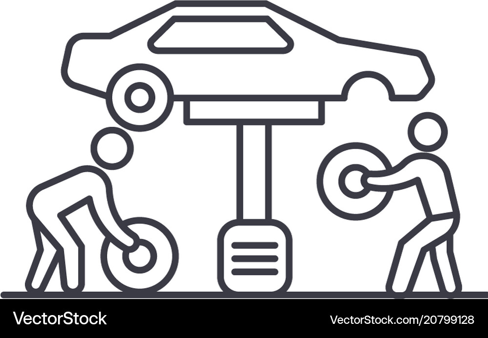 Tire Replacement Line Icon Royalty Free Vector Image
