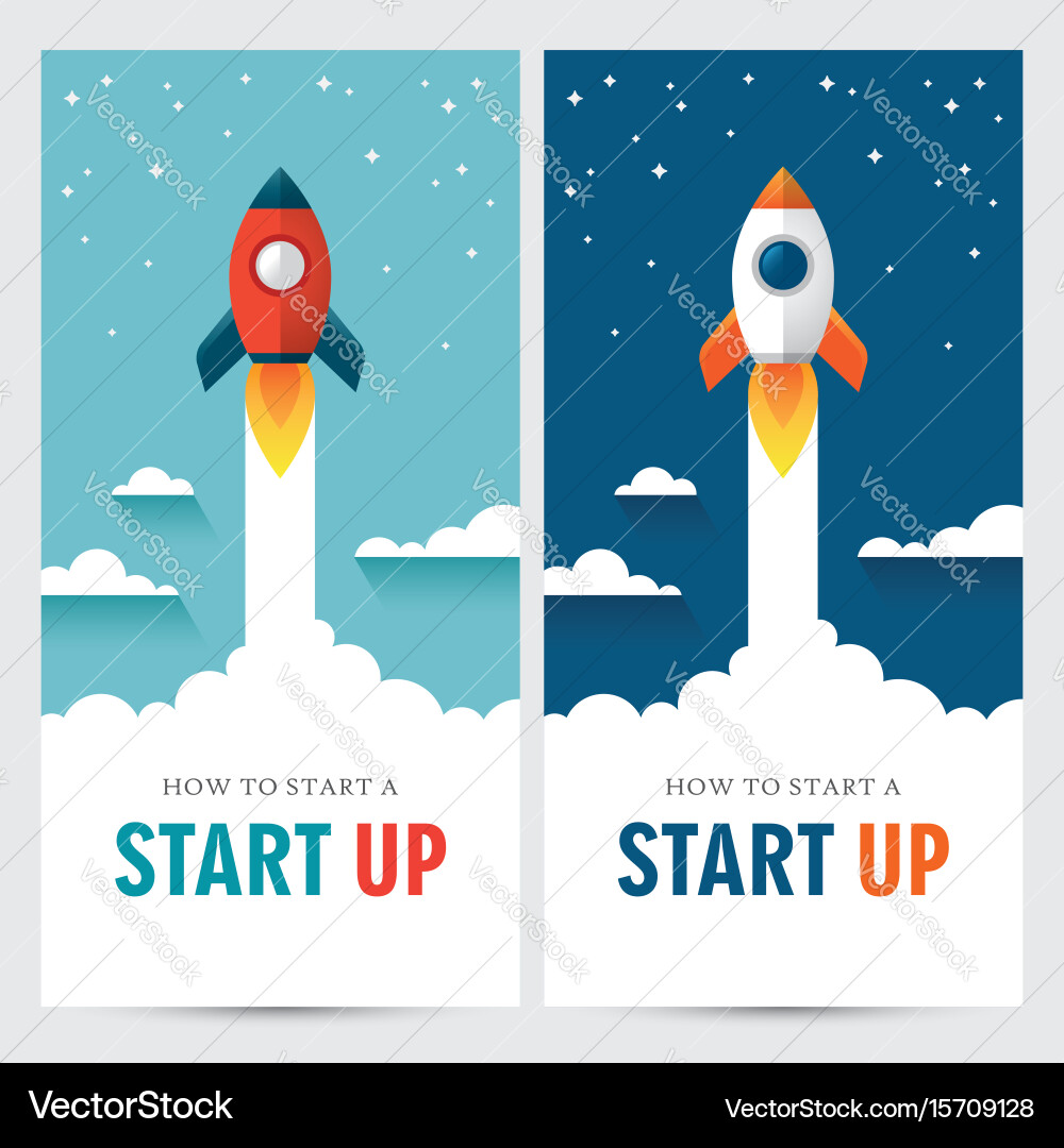 Two vertical web banners with rocket Royalty Free Vector