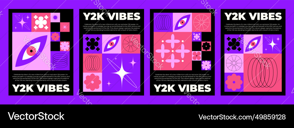 Y2k retro style poster or cover design layout Vector Image