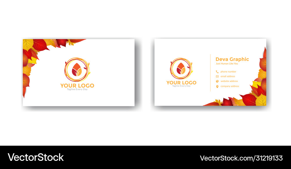 Autumn business card design template Royalty Free Vector