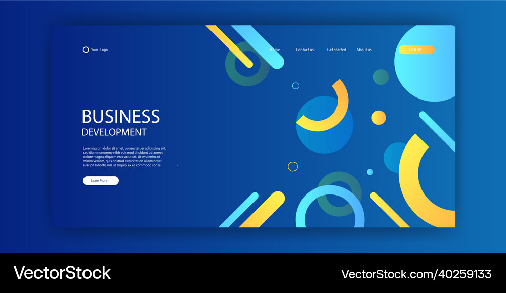 Blue yellow landing page templates with modern Vector Image