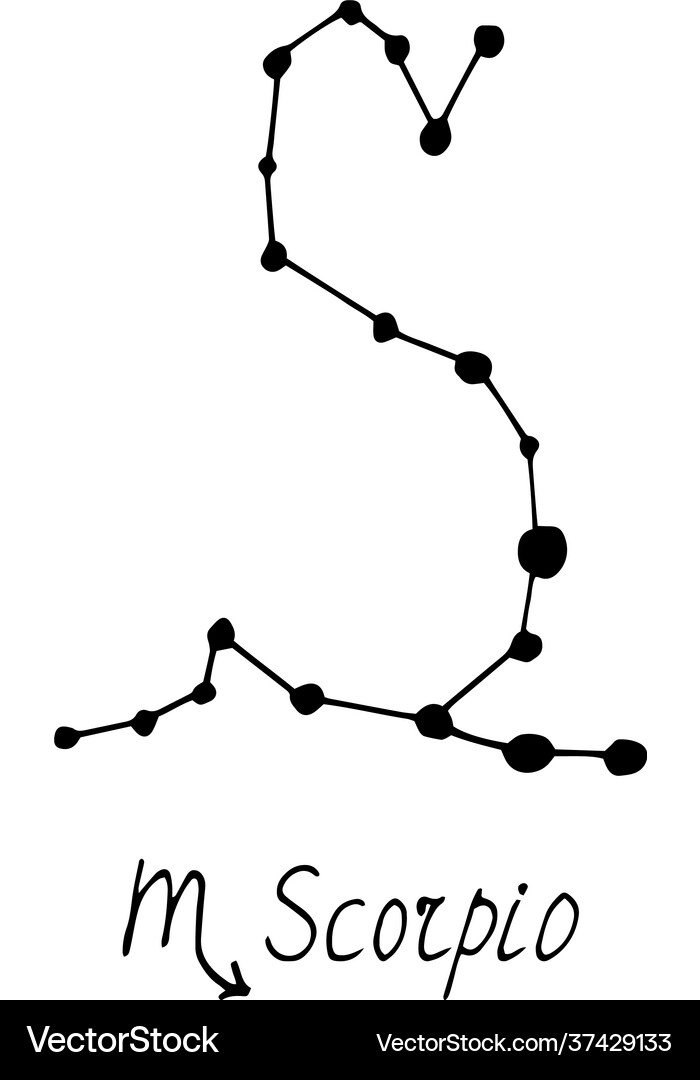 Constellation scorpio icon and lettering hand Vector Image