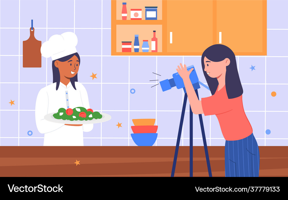 Cooking video blog live streaming Royalty Free Vector Image