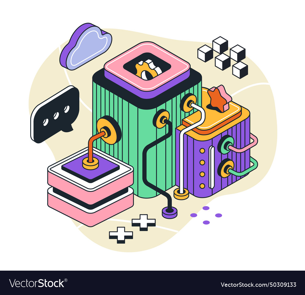 Creative process isometric linear metaphor Vector Image