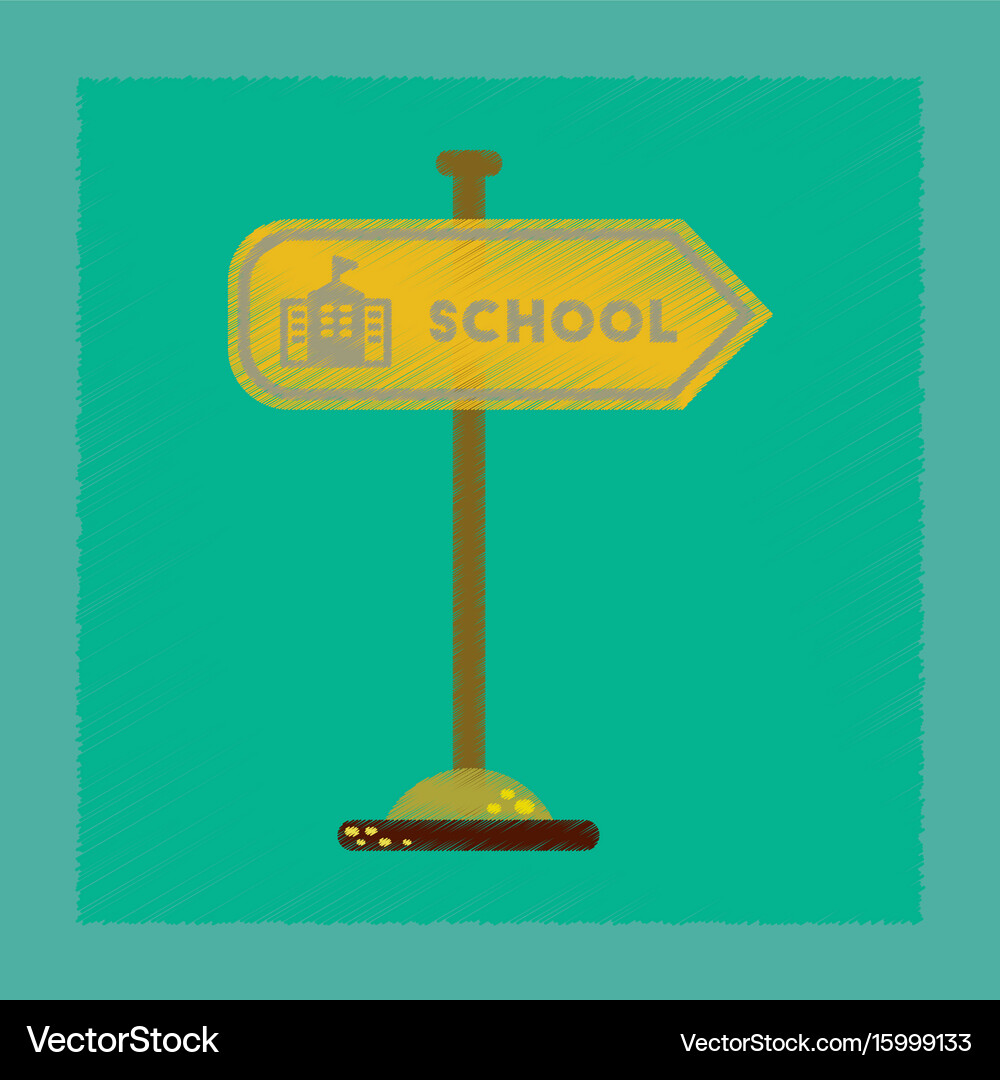 Flat shading style icon school sign Royalty Free Vector