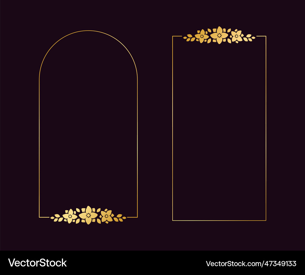 Geometric vertical gold floral frame collection Vector Image