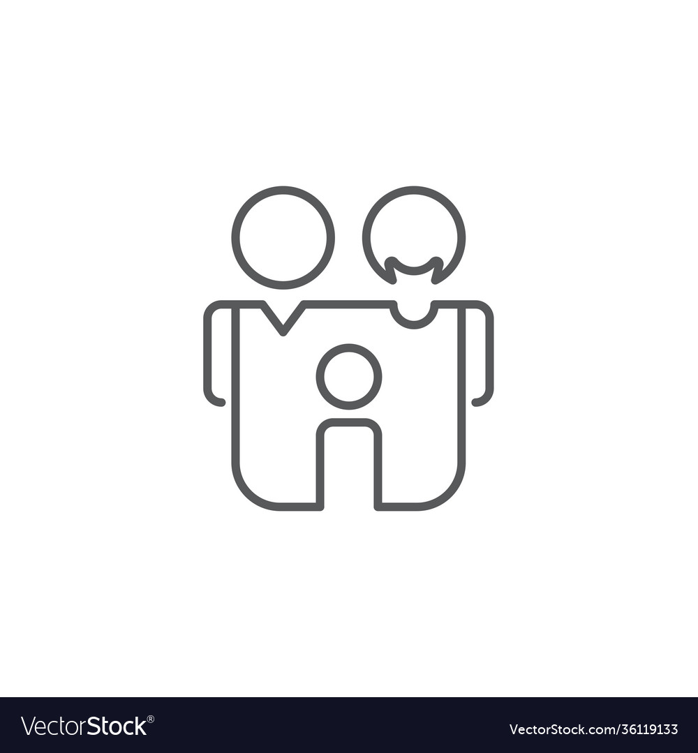 Man woman and child icon color line outline sign Vector Image Man woman and child icon color line outline sign Vector Image