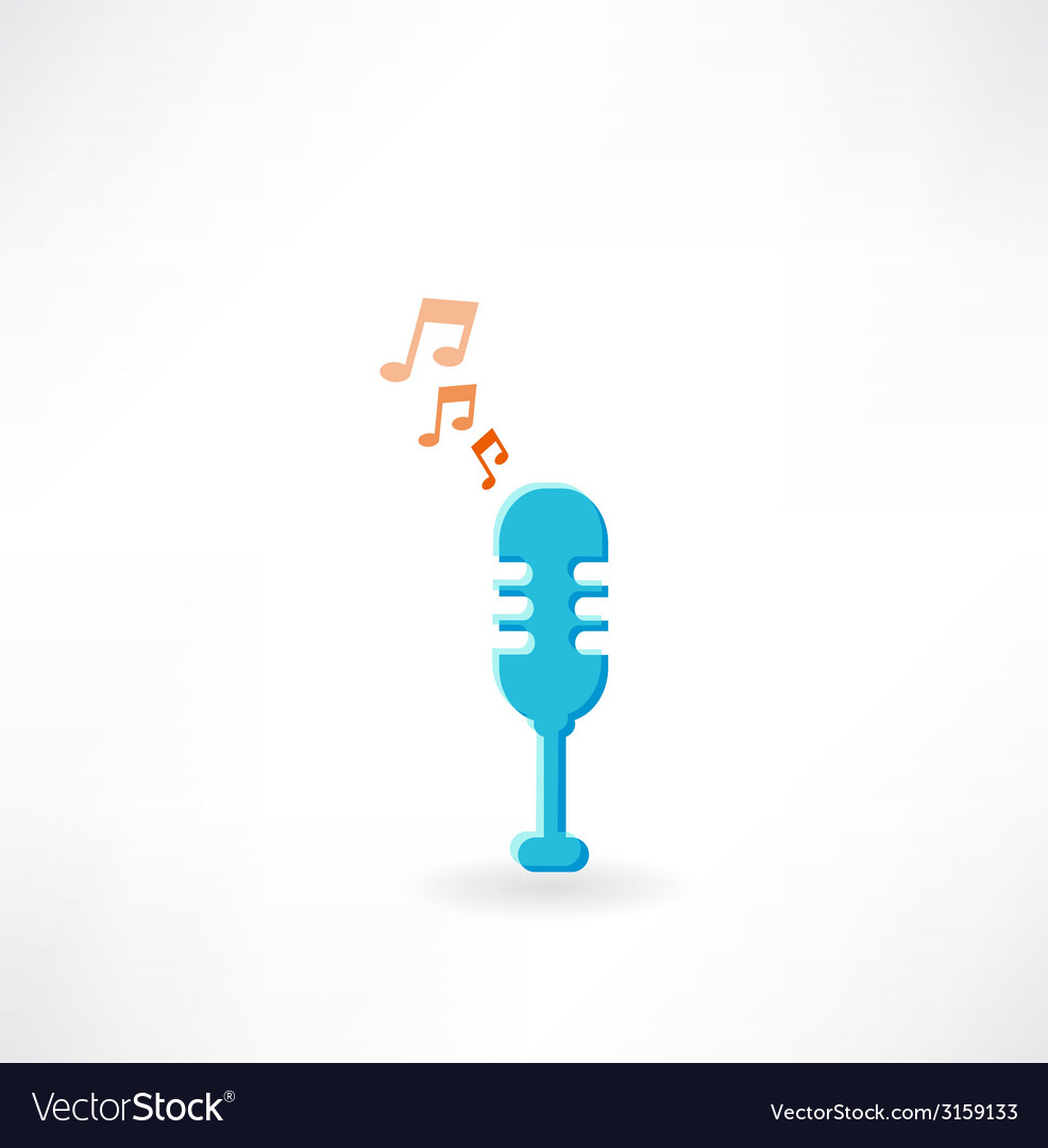 Microphone with notes icon Royalty Free Vector Image