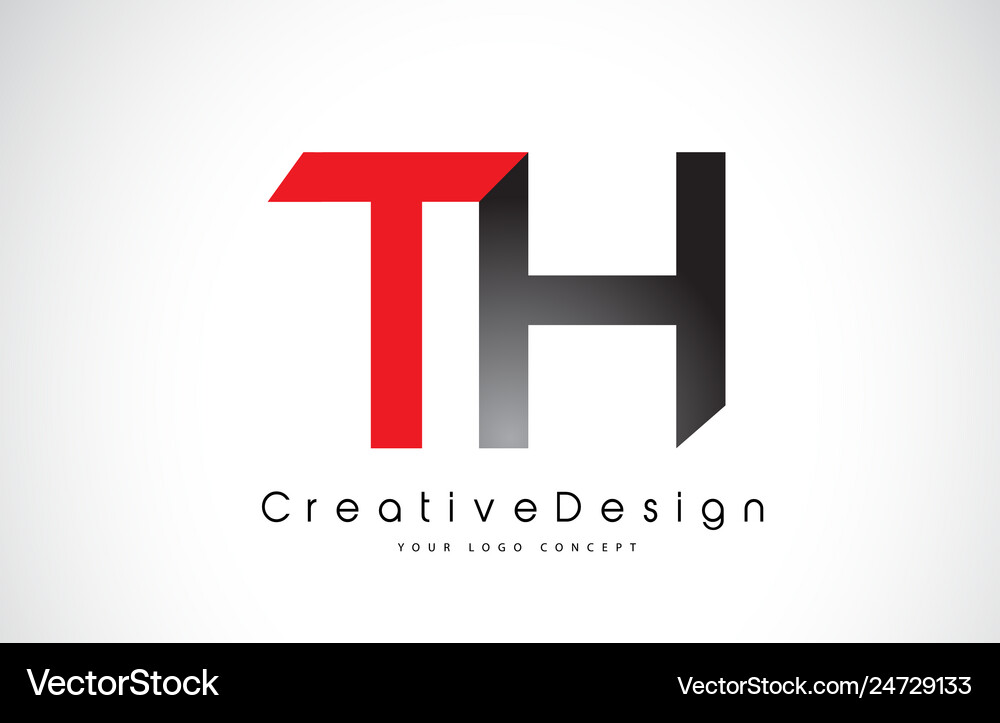 Red and black th t h letter logo design creative Vector Image