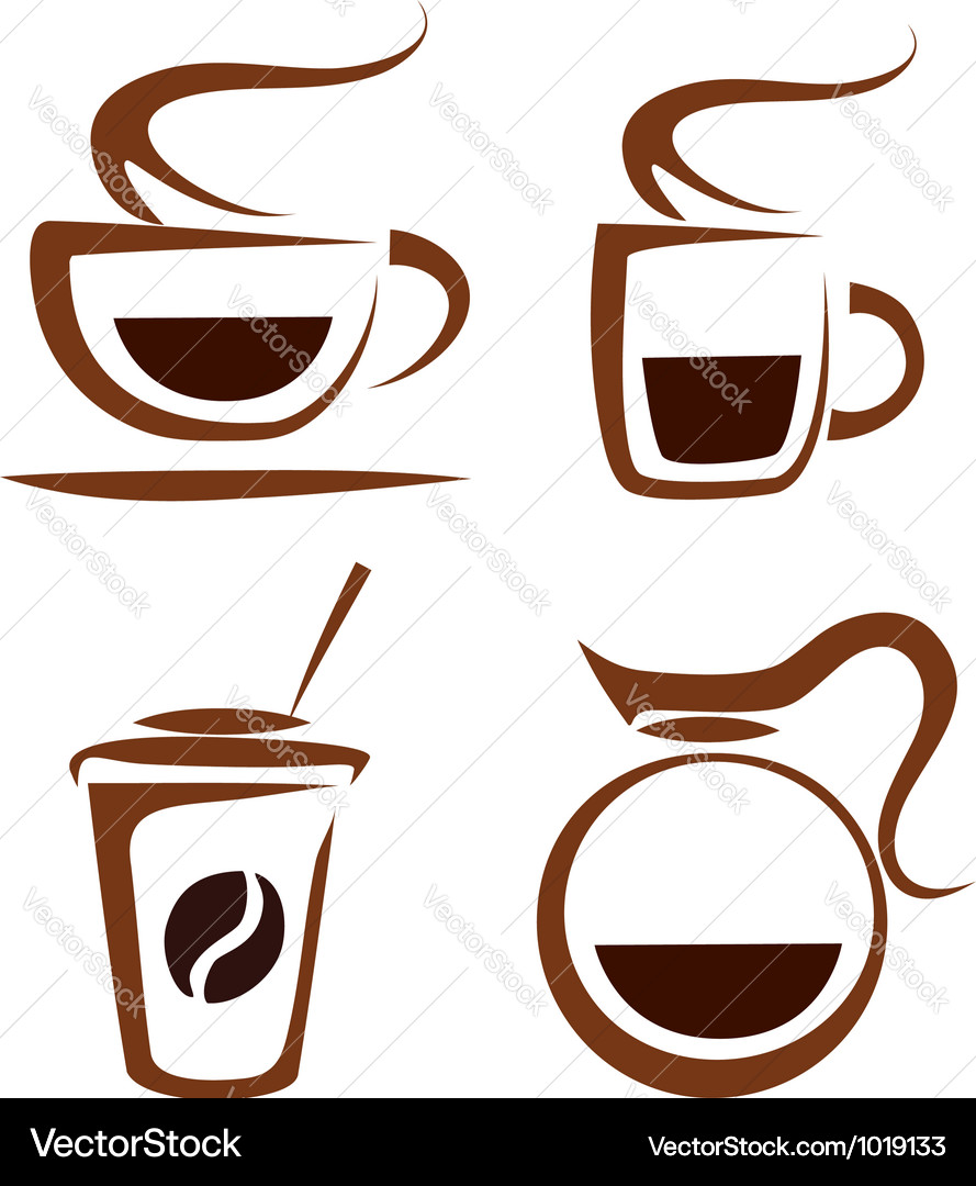 Set of coffee cups icons Royalty Free Vector Image