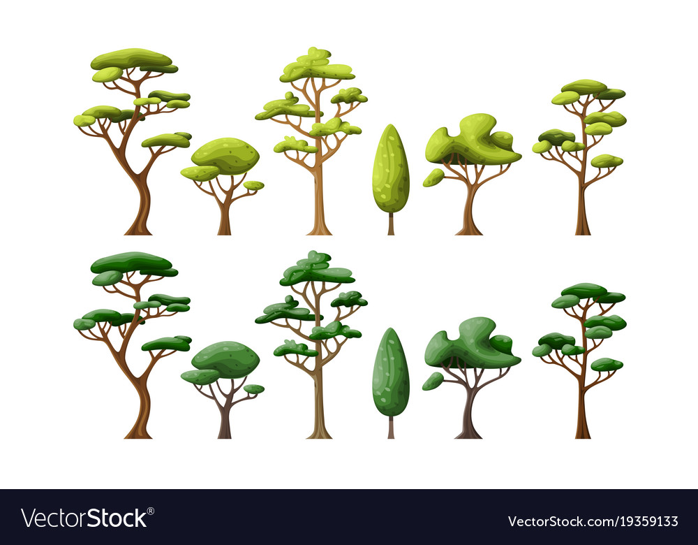 Set with some different trees Royalty Free Vector Image