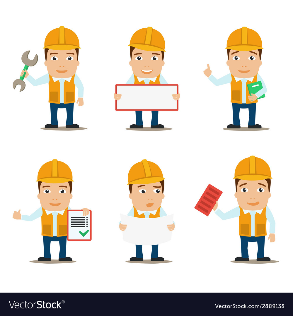 Builder characters set Royalty Free Vector Image