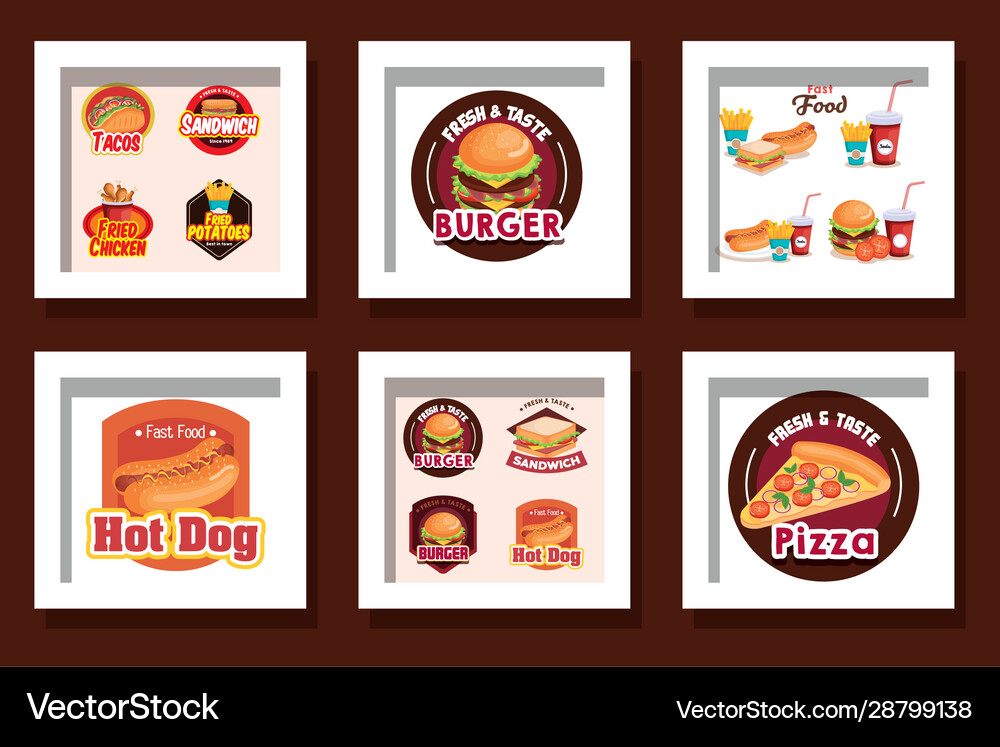 Bundle fast food delicious Royalty Free Vector Image