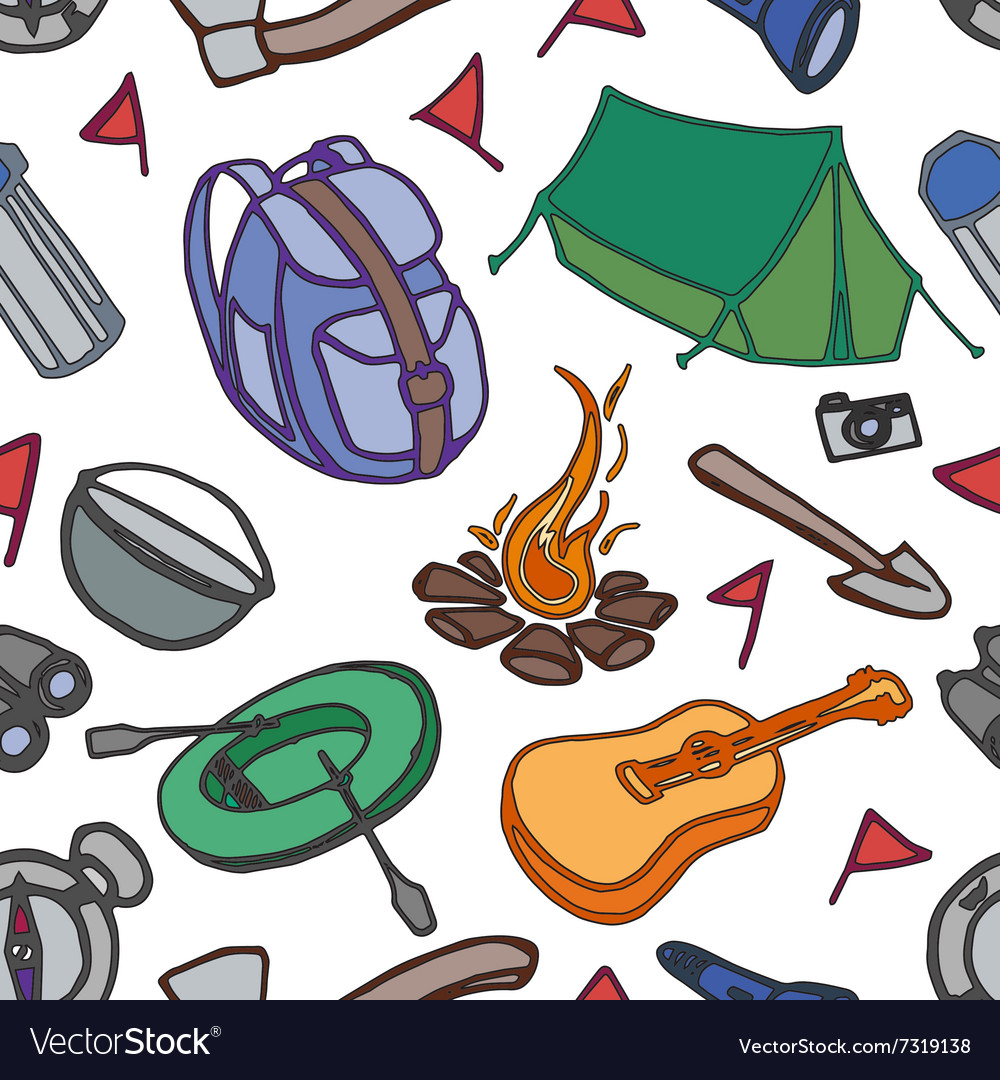 Doodle pattern adventure Royalty Free Vector Image