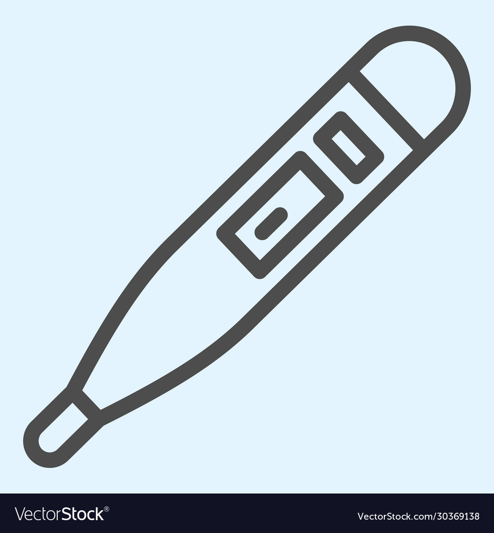 Glass thermometer line icon measuring fever Vector Image