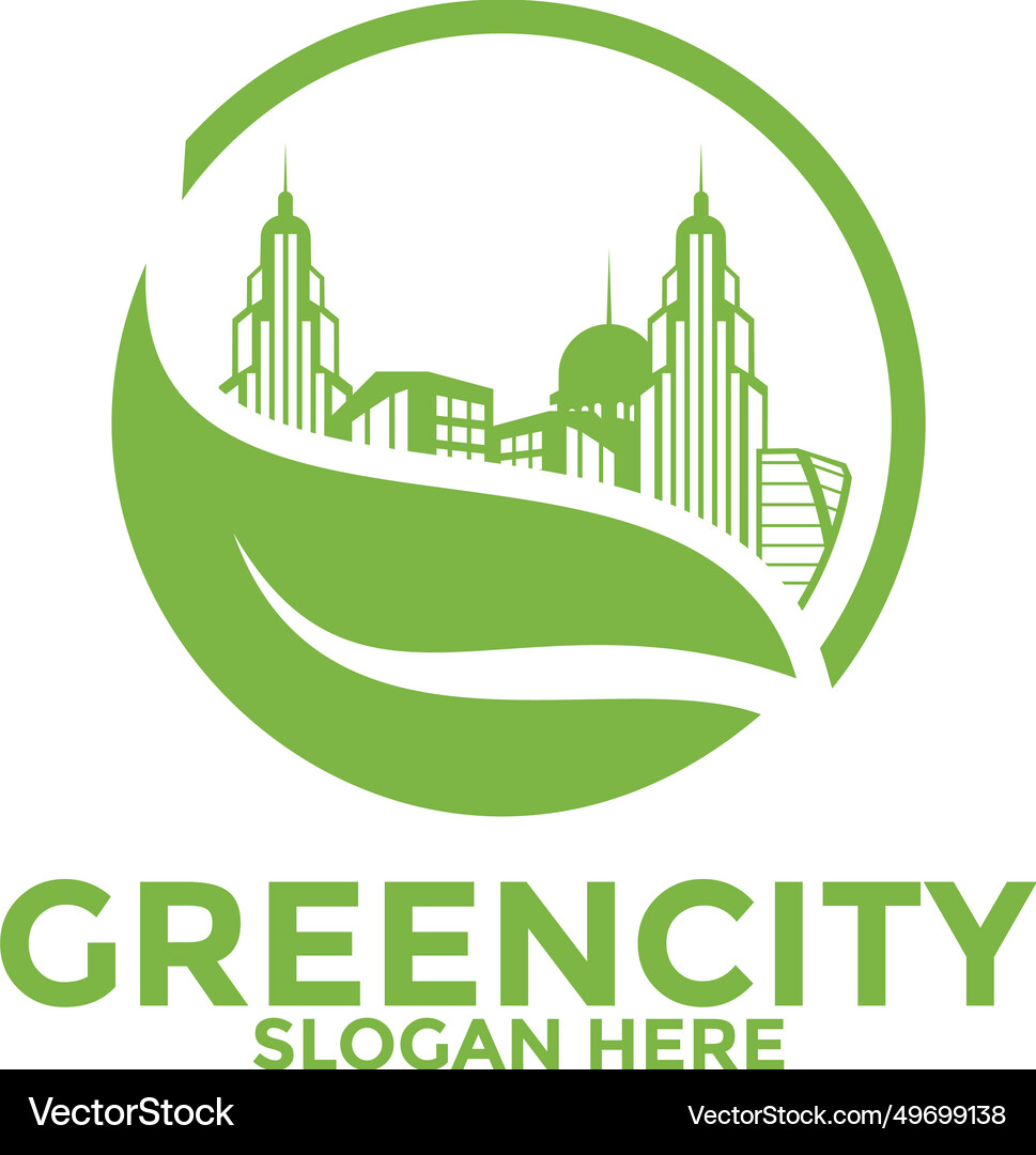 Green city logo icon good template Royalty Free Vector Image