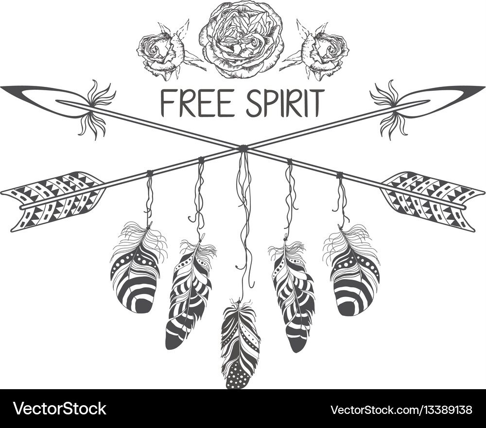 Hand drawn boho style design with rose flower Vector Image