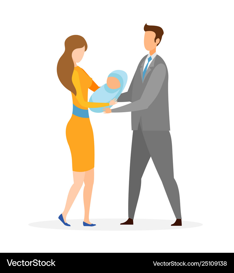 Happy couple with infant flat Royalty Free Vector Image