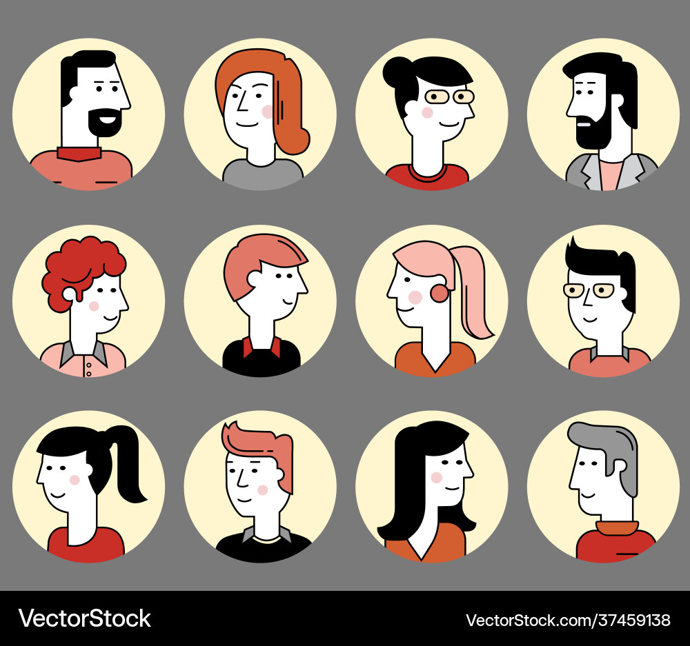 Material cartoon avatars trendy characters Vector Image